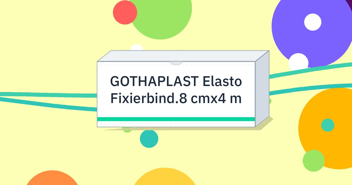 Symbolbild: Packung mit der Aufschrift GOTHAPLAST Elasto Fixierbind.8 cmx4 m (PZN 01829338) – Verfügbarkeit und Bezug in Apotheken in Frankfurt am Main