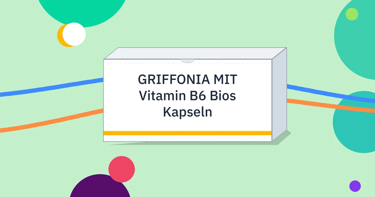 Symbolbild: Packung mit der Aufschrift GRIFFONIA MIT Vitamin B6 Bios Kapseln (PZN 17824219) – Verfügbarkeit und Bezug in Apotheken in Frankfurt am Main