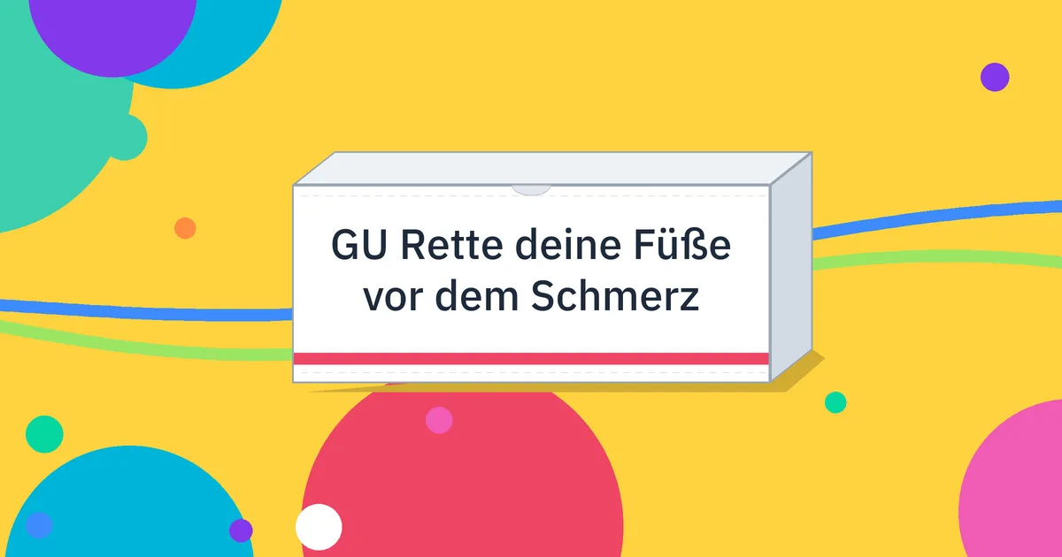Symbolbild: Packung mit der Aufschrift GU Rette deine Füße vor dem Schmerz (PZN 20117796) – Verfügbarkeit und Bezug in Apotheken in Frankfurt am Main