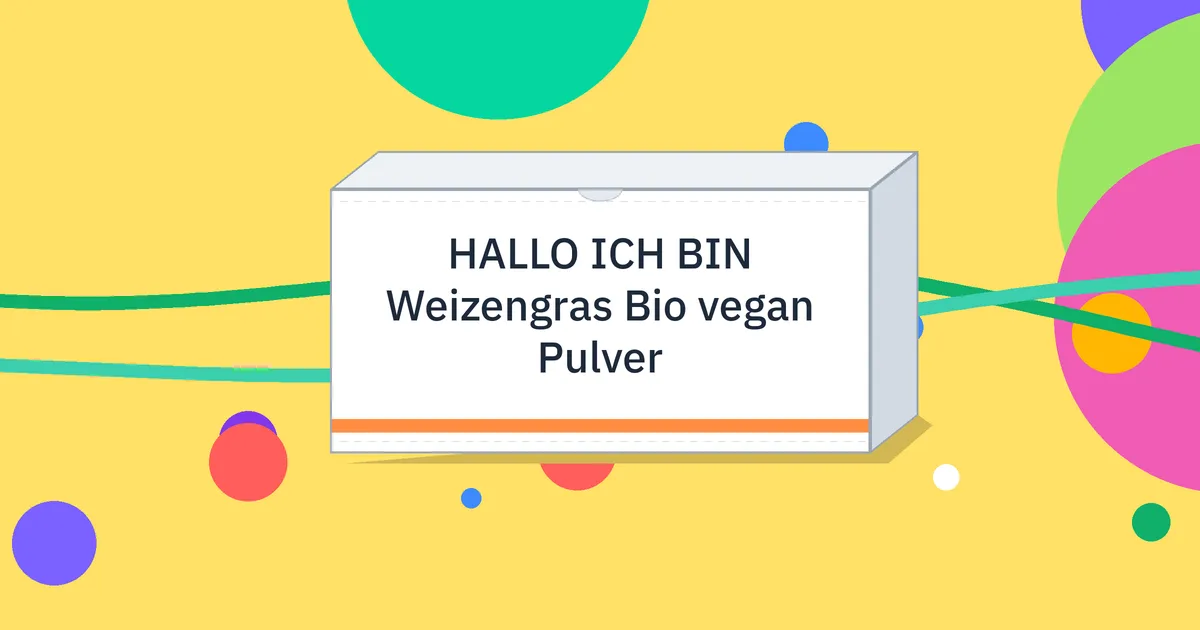Symbolbild: Packung mit der Aufschrift HALLO ICH BIN Weizengras Bio vegan Pulver (PZN 14278377) – Verfügbarkeit und Bezug in Apotheken in Frankfurt am Main