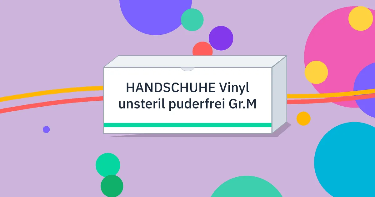 Symbolbild: Packung mit der Aufschrift HANDSCHUHE Vinyl unsteril puderfrei Gr.M (PZN 01257296) – Verfügbarkeit und Bezug in Apotheken in Frankfurt am Main
