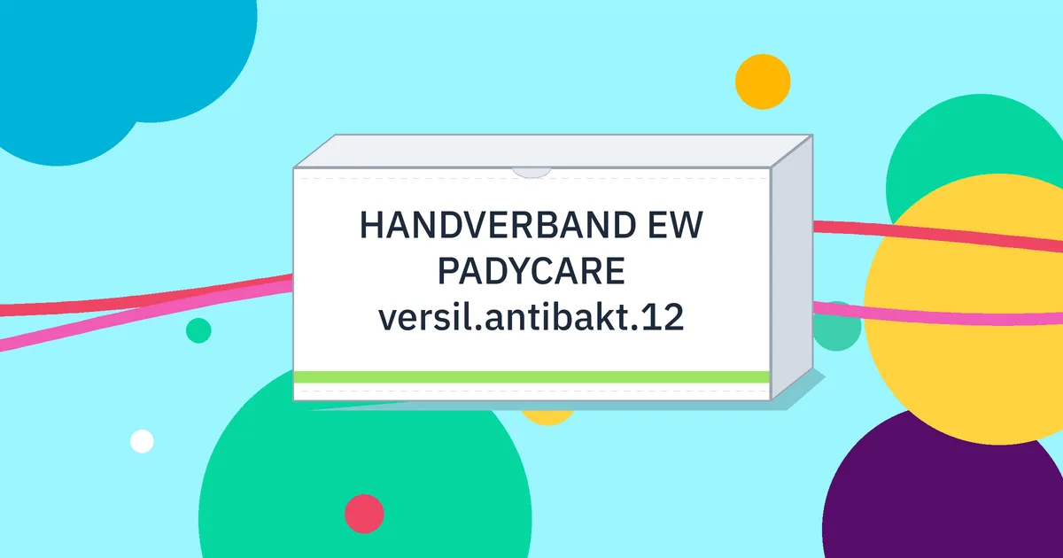Symbolbild: Packung mit der Aufschrift HANDVERBAND EW PADYCARE versil.antibakt.12 (PZN 10939528) – Verfügbarkeit und Bezug in Apotheken in Frankfurt am Main