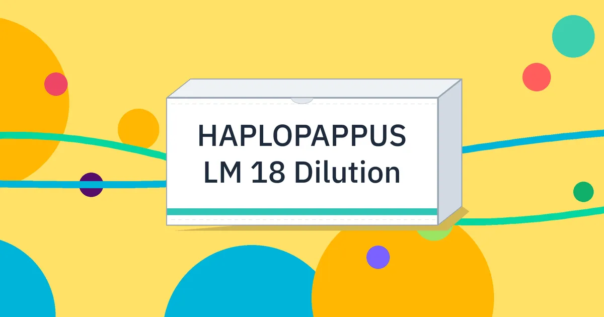 Symbolbild: Packung mit der Aufschrift HAPLOPAPPUS LM 18 Dilution (PZN 12884955) – Verfügbarkeit und Bezug in Apotheken in Frankfurt am Main