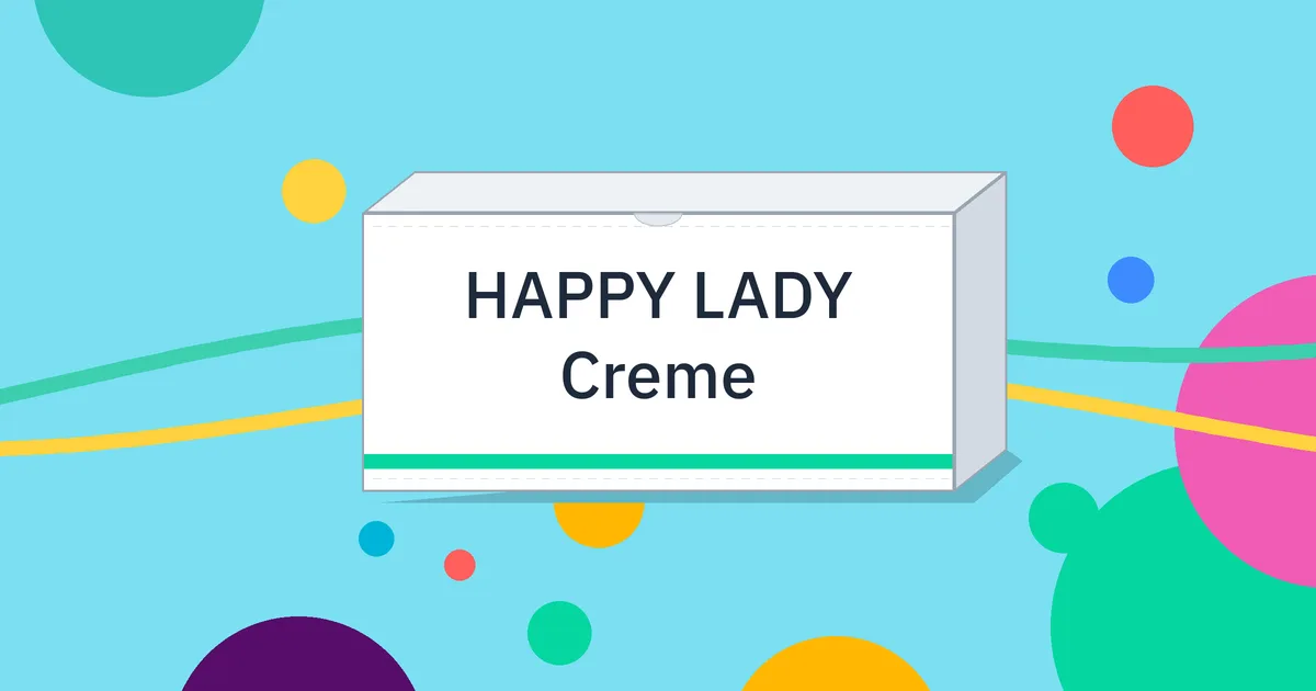 Symbolbild: Packung mit der Aufschrift HAPPY LADY Creme (PZN 12661971) – Verfügbarkeit und Bezug in Apotheken in Frankfurt am Main