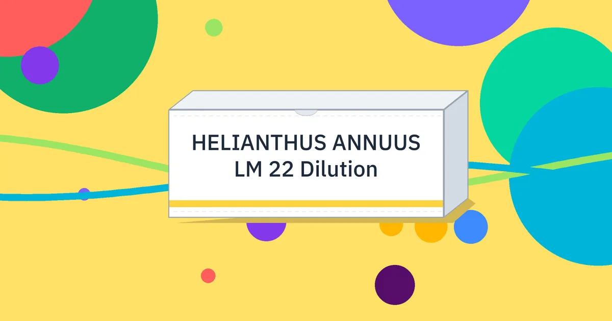 Symbolbild: Packung mit der Aufschrift HELIANTHUS ANNUUS LM 22 Dilution (PZN 12885920) – Verfügbarkeit und Bezug in Apotheken in Frankfurt am Main