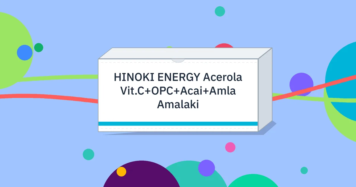 Symbolbild: Packung mit der Aufschrift HINOKI ENERGY Acerola Vit.C+OPC+Acai+Amla Amalaki (PZN 15239149) – Verfügbarkeit und Bezug in Apotheken in Frankfurt am Main