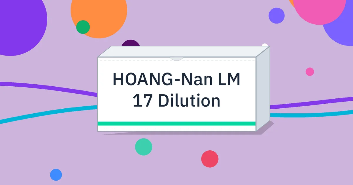 Symbolbild: Packung mit der Aufschrift HOANG-Nan LM 17 Dilution (PZN 12889349) – Verfügbarkeit und Bezug in Apotheken in Frankfurt am Main
