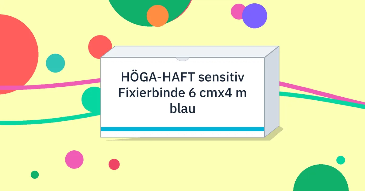 Symbolbild: Packung mit der Aufschrift HÖGA-HAFT sensitiv Fixierbinde 6 cmx4 m blau (PZN 20770154) – Verfügbarkeit und Bezug in Apotheken in Frankfurt am Main