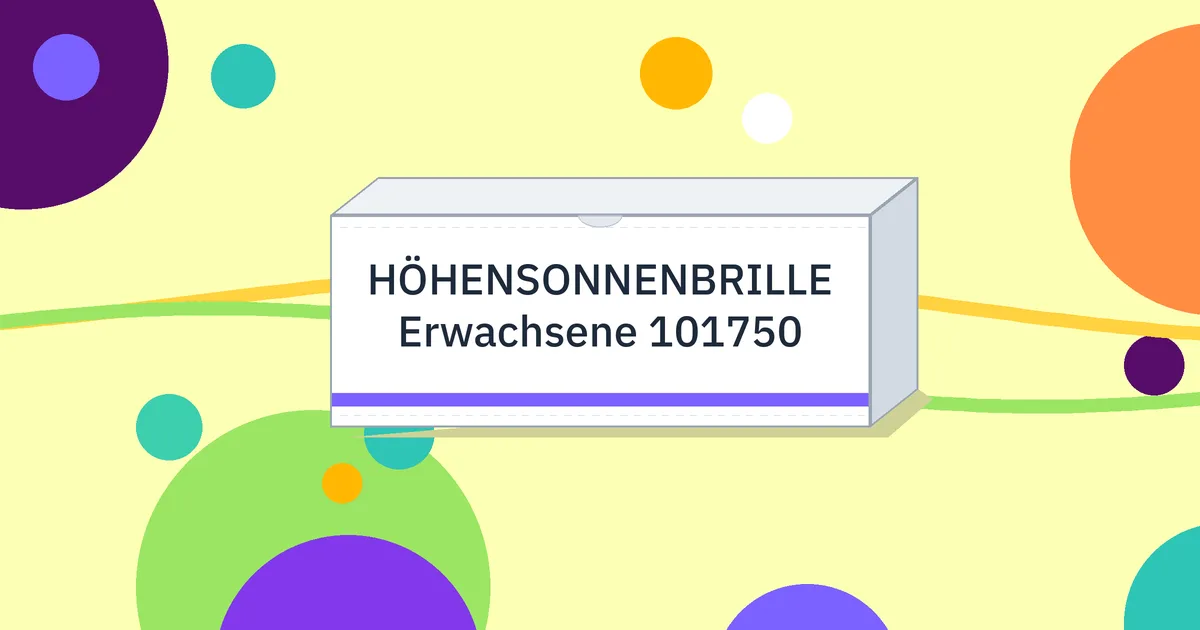 Symbolbild: Packung mit der Aufschrift HÖHENSONNENBRILLE Erwachsene 101750 (PZN 04755706) – Verfügbarkeit und Bezug in Apotheken in Frankfurt am Main