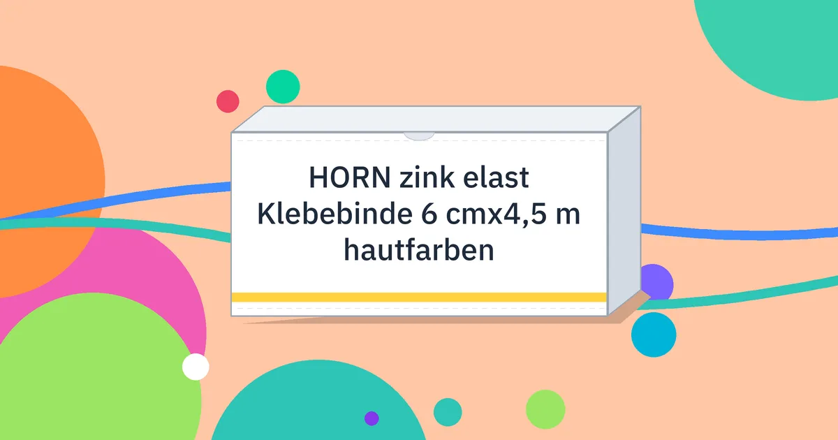 Symbolbild: Packung mit der Aufschrift HORN zink elast Klebebinde 6 cmx4,5 m hautfarben (PZN 04680285) – Verfügbarkeit und Bezug in Apotheken in Frankfurt am Main
