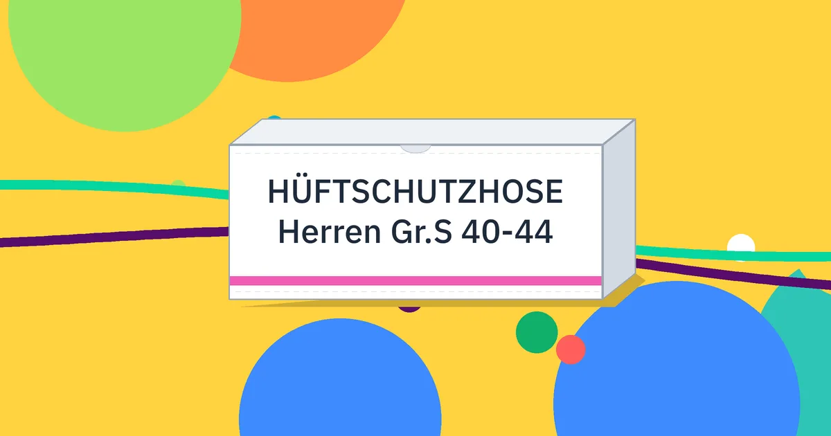 Symbolbild: Packung mit der Aufschrift HÜFTSCHUTZHOSE Herren Gr.S 40-44 (PZN 04608170) – Verfügbarkeit und Bezug in Apotheken in Frankfurt am Main