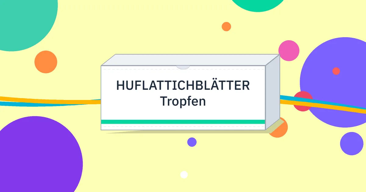 Symbolbild: Packung mit der Aufschrift HUFLATTICHBLÄTTER Tropfen (PZN 17377281) – Verfügbarkeit und Bezug in Apotheken in Frankfurt am Main
