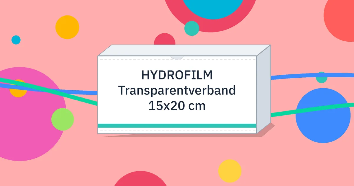 Symbolbild: Packung mit der Aufschrift HYDROFILM Transparentverband 15x20 cm (PZN 00730997) – Verfügbarkeit und Bezug in Apotheken in Frankfurt am Main