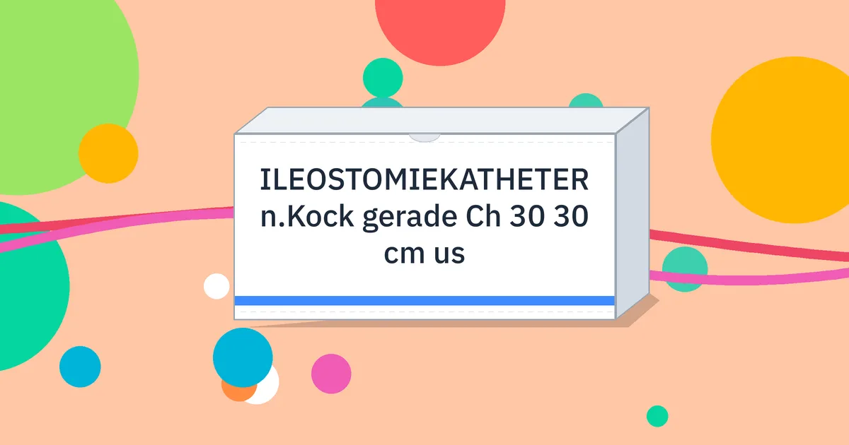 Symbolbild: Packung mit der Aufschrift ILEOSTOMIEKATHETER n.Kock gerade Ch 30 30 cm us (PZN 05538164) – Verfügbarkeit und Bezug in Apotheken in Frankfurt am Main