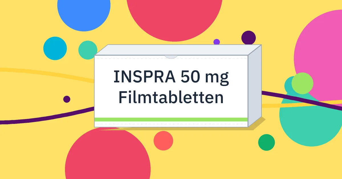 Symbolbild: Packung mit der Aufschrift INSPRA 50 mg Filmtabletten (PZN 07586813) – Verfügbarkeit und Bezug in Apotheken in Frankfurt am Main
