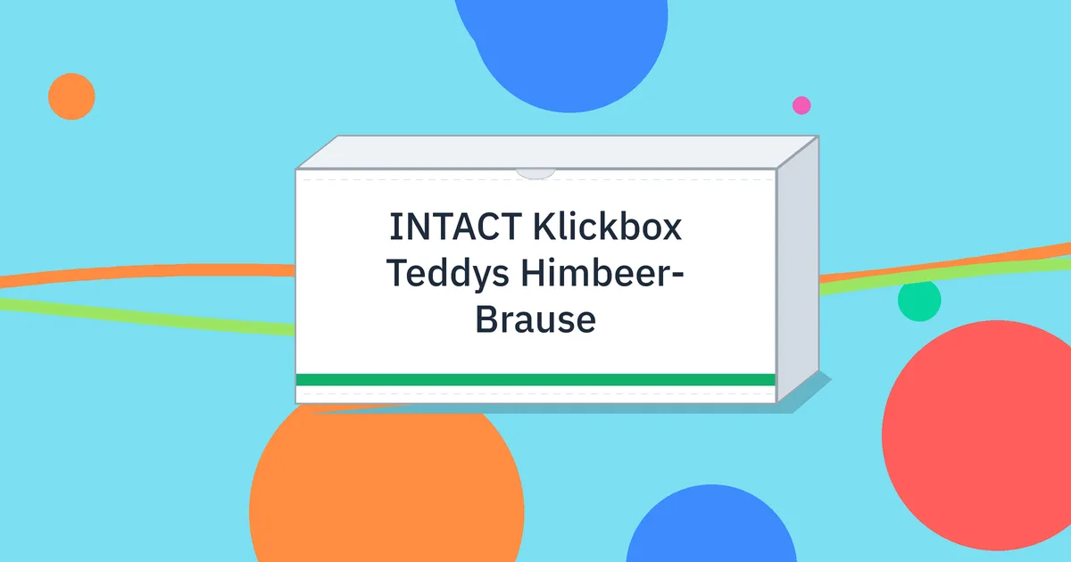 Symbolbild: Packung mit der Aufschrift INTACT Klickbox Teddys Himbeer-Brause (PZN 18405832) – Verfügbarkeit und Bezug in Apotheken in Frankfurt am Main