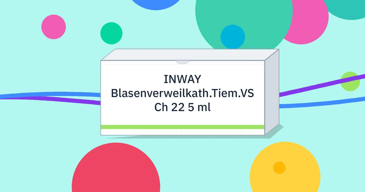 Symbolbild: Packung mit der Aufschrift INWAY Blasenverweilkath.Tiem.VS Ch 22 5 ml (PZN 00048478) – Verfügbarkeit und Bezug in Apotheken in Frankfurt am Main