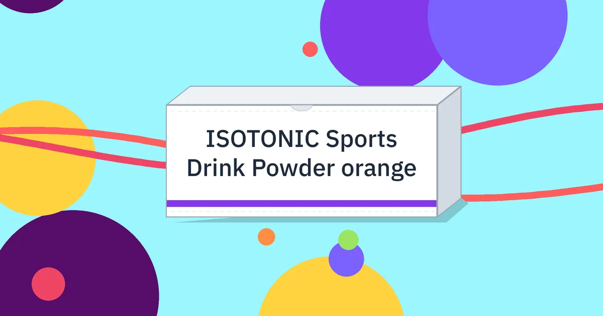 Symbolbild: Packung mit der Aufschrift ISOTONIC Sports Drink Powder orange (PZN 11151251) – Verfügbarkeit und Bezug in Apotheken in Frankfurt am Main