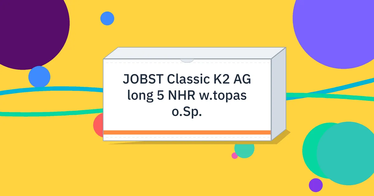Symbolbild: Packung mit der Aufschrift JOBST Classic K2 AG long 5 NHR w.topas o.Sp. (PZN 13062830) – Verfügbarkeit und Bezug in Apotheken in Frankfurt am Main