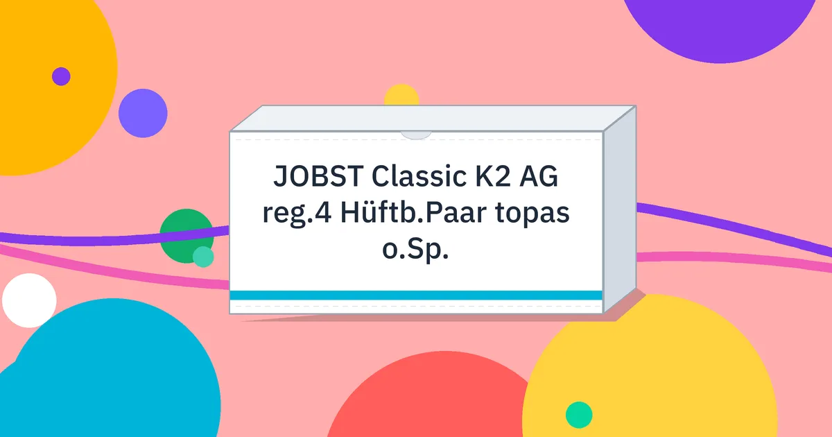 Symbolbild: Packung mit der Aufschrift JOBST Classic K2 AG reg.4 Hüftb.Paar topas o.Sp. (PZN 13066928) – Verfügbarkeit und Bezug in Apotheken in Frankfurt am Main