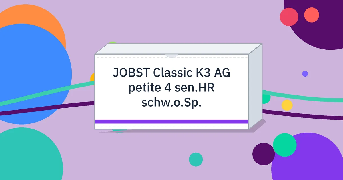 Symbolbild: Packung mit der Aufschrift JOBST Classic K3 AG petite 4 sen.HR schw.o.Sp. (PZN 17956205) – Verfügbarkeit und Bezug in Apotheken in Frankfurt am Main