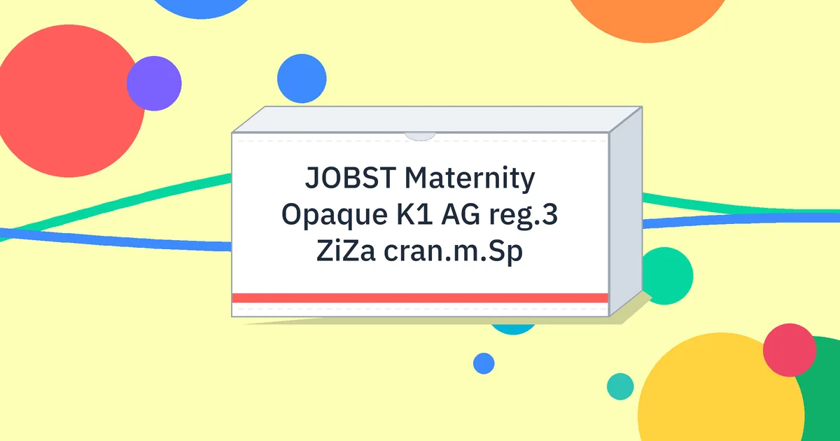 Symbolbild: Packung mit der Aufschrift JOBST Maternity Opaque K1 AG reg.3 ZiZa cran.m.Sp (PZN 15856994) – Verfügbarkeit und Bezug in Apotheken in Frankfurt am Main