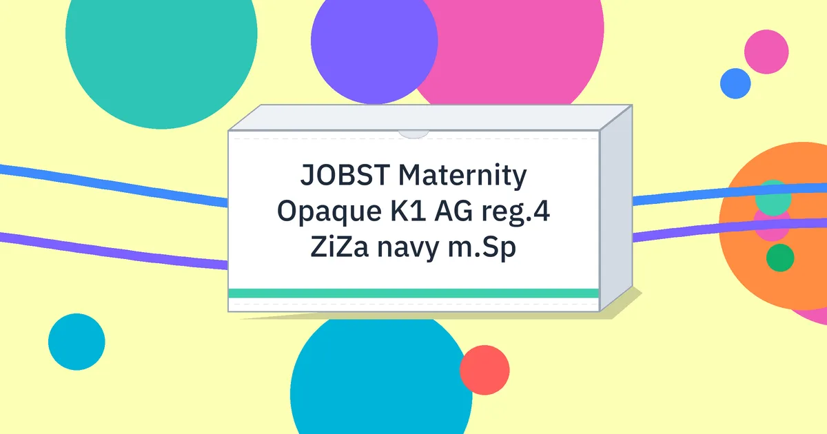 Symbolbild: Packung mit der Aufschrift JOBST Maternity Opaque K1 AG reg.4 ZiZa navy m.Sp (PZN 15859343) – Verfügbarkeit und Bezug in Apotheken in Frankfurt am Main