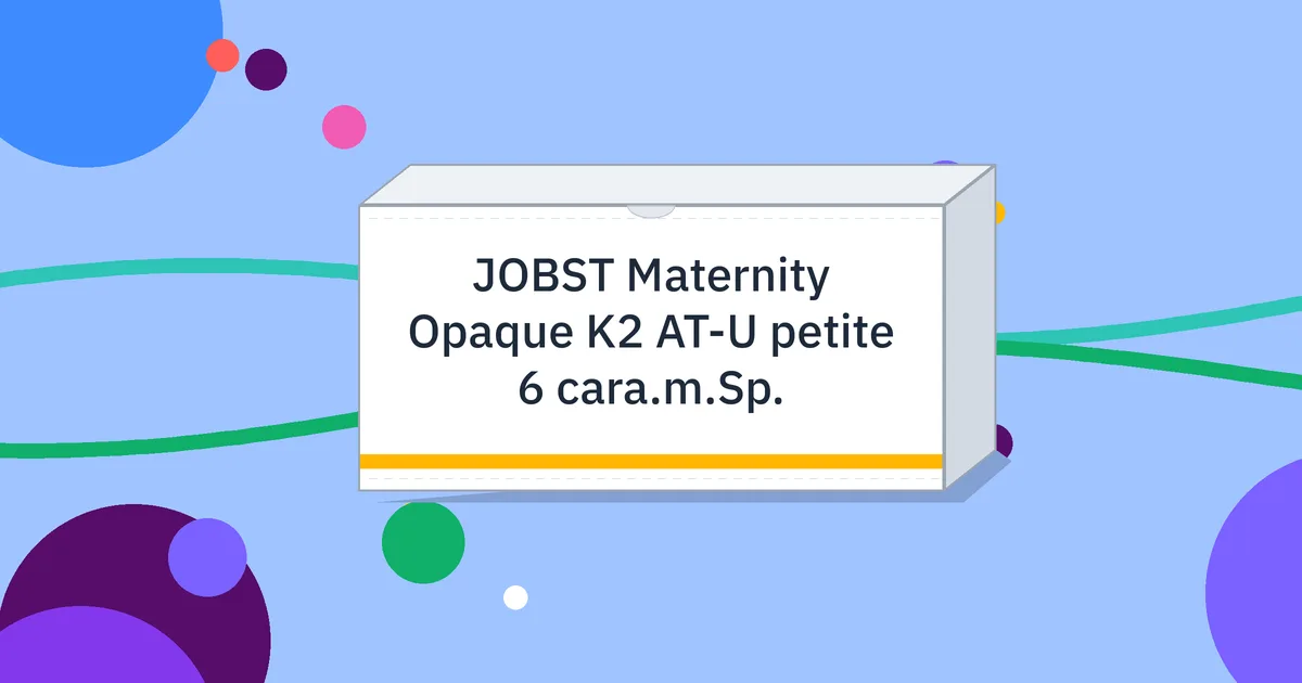 Symbolbild: Packung mit der Aufschrift JOBST Maternity Opaque K2 AT-U petite 6 cara.m.Sp. (PZN 15851904) – Verfügbarkeit und Bezug in Apotheken in Frankfurt am Main