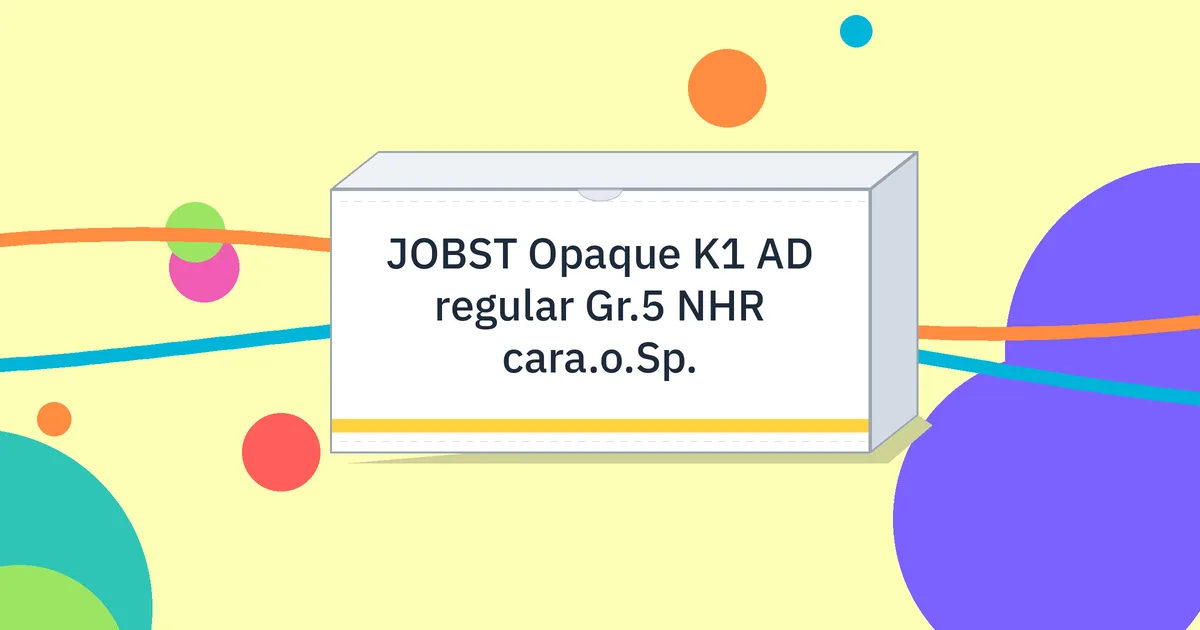 Symbolbild: Packung mit der Aufschrift JOBST Opaque K1 AD regular Gr.5 NHR cara.o.Sp. (PZN 13082519) – Verfügbarkeit und Bezug in Apotheken in Frankfurt am Main
