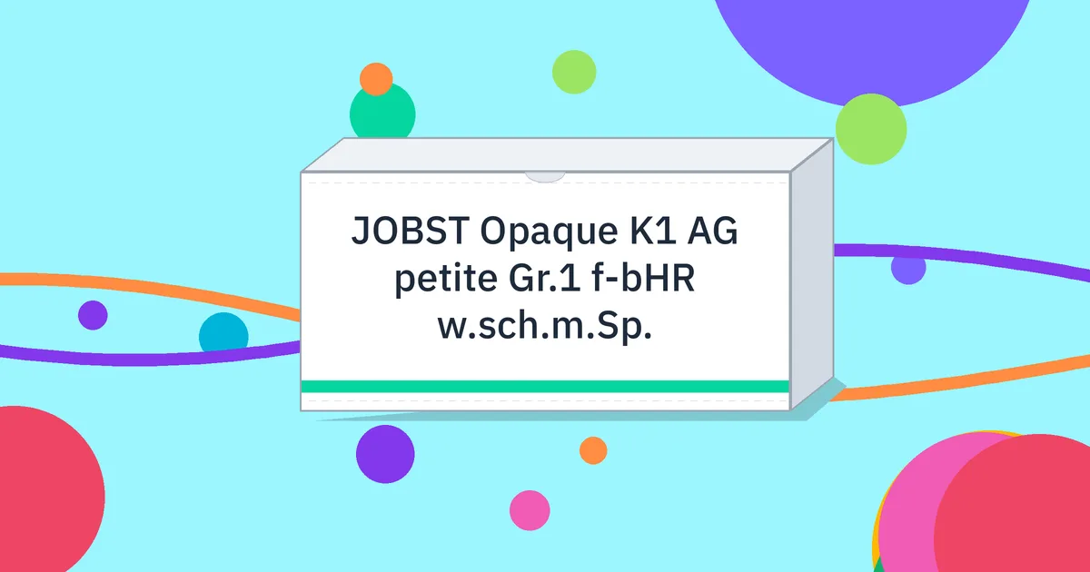 Symbolbild: Packung mit der Aufschrift JOBST Opaque K1 AG petite Gr.1 f-bHR w.sch.m.Sp. (PZN 13084091) – Verfügbarkeit und Bezug in Apotheken in Frankfurt am Main