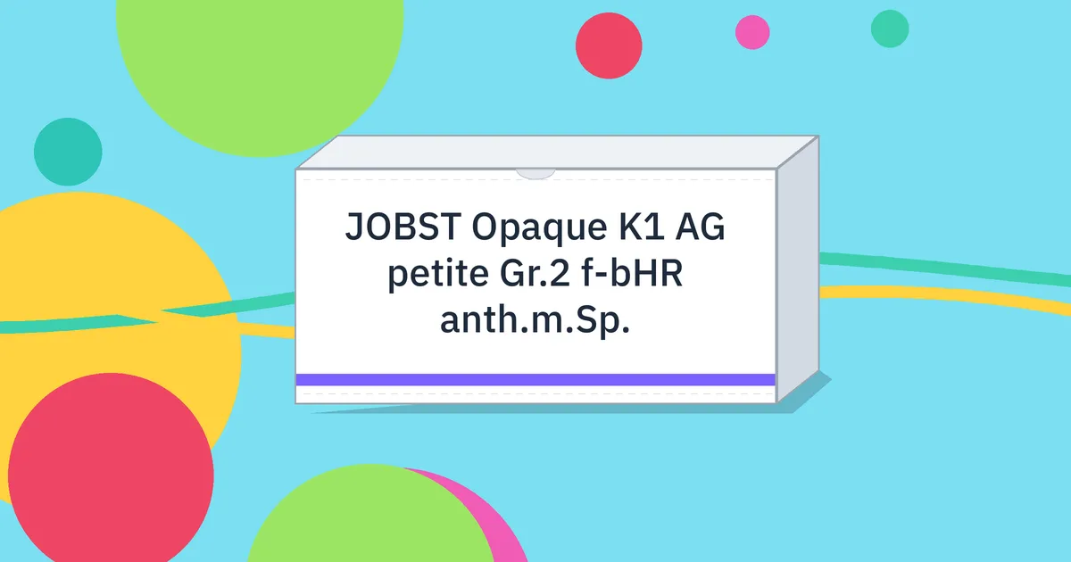 Symbolbild: Packung mit der Aufschrift JOBST Opaque K1 AG petite Gr.2 f-bHR anth.m.Sp. (PZN 16271362) – Verfügbarkeit und Bezug in Apotheken in Frankfurt am Main
