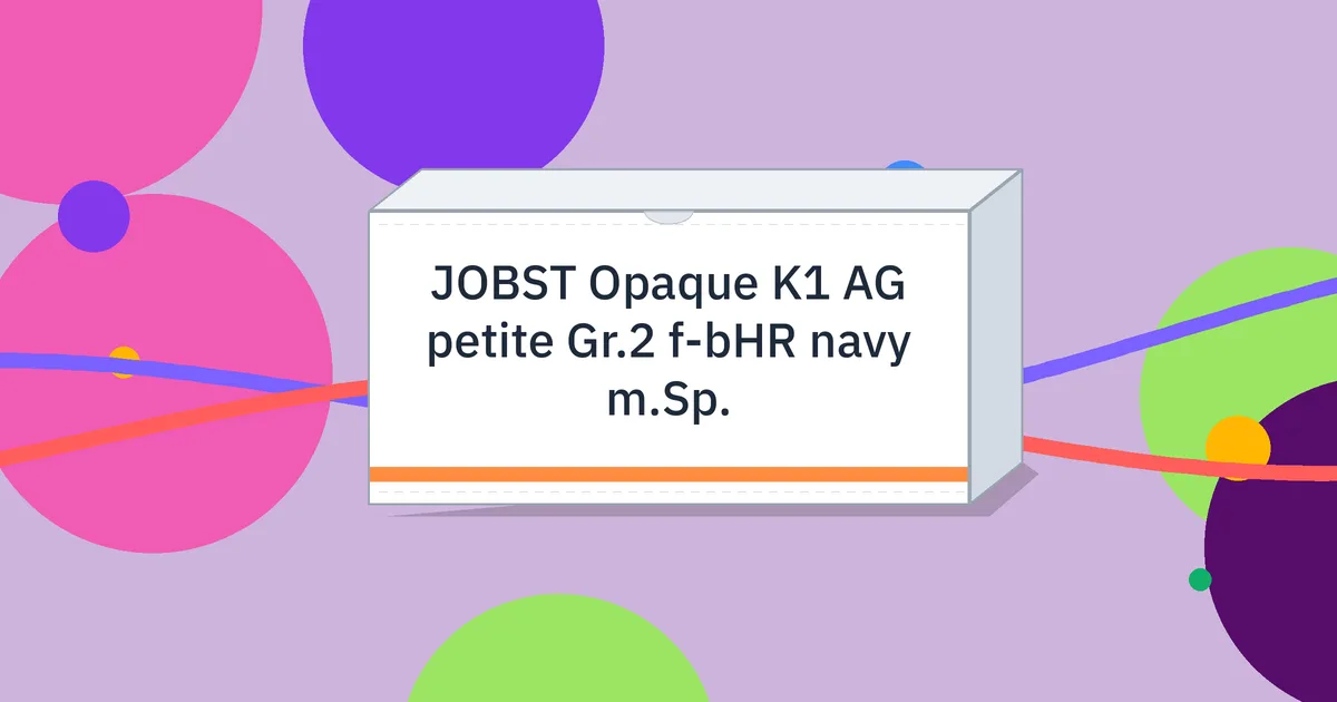 Symbolbild: Packung mit der Aufschrift JOBST Opaque K1 AG petite Gr.2 f-bHR navy m.Sp. (PZN 13083559) – Verfügbarkeit und Bezug in Apotheken in Frankfurt am Main