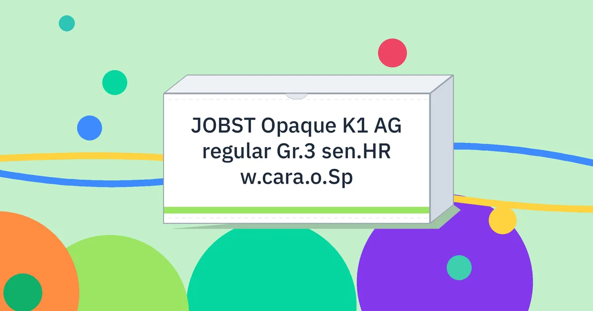 Symbolbild: Packung mit der Aufschrift JOBST Opaque K1 AG regular Gr.3 sen.HR w.cara.o.Sp (PZN 13096303) – Verfügbarkeit und Bezug in Apotheken in Frankfurt am Main
