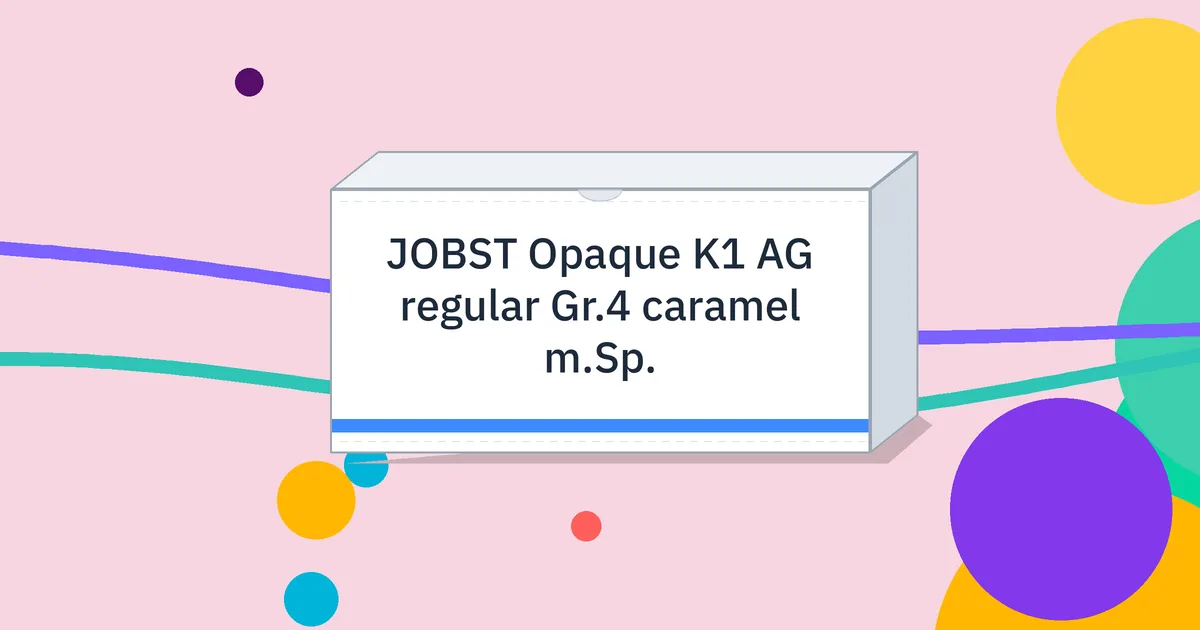 Symbolbild: Packung mit der Aufschrift JOBST Opaque K1 AG regular Gr.4 caramel m.Sp. (PZN 13090424) – Verfügbarkeit und Bezug in Apotheken in Frankfurt am Main