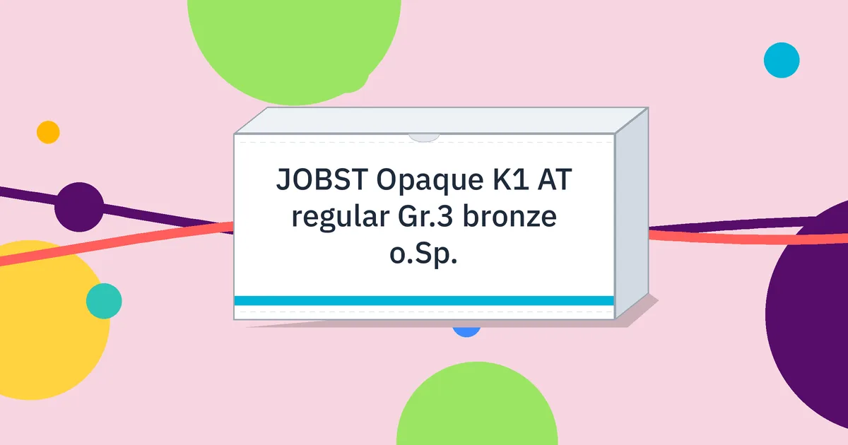Symbolbild: Packung mit der Aufschrift JOBST Opaque K1 AT regular Gr.3 bronze o.Sp. (PZN 13107248) – Verfügbarkeit und Bezug in Apotheken in Frankfurt am Main
