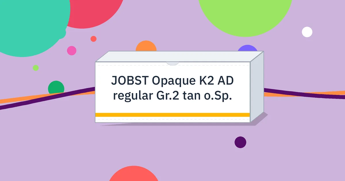Symbolbild: Packung mit der Aufschrift JOBST Opaque K2 AD regular Gr.2 tan o.Sp. (PZN 16277703) – Verfügbarkeit und Bezug in Apotheken in Frankfurt am Main
