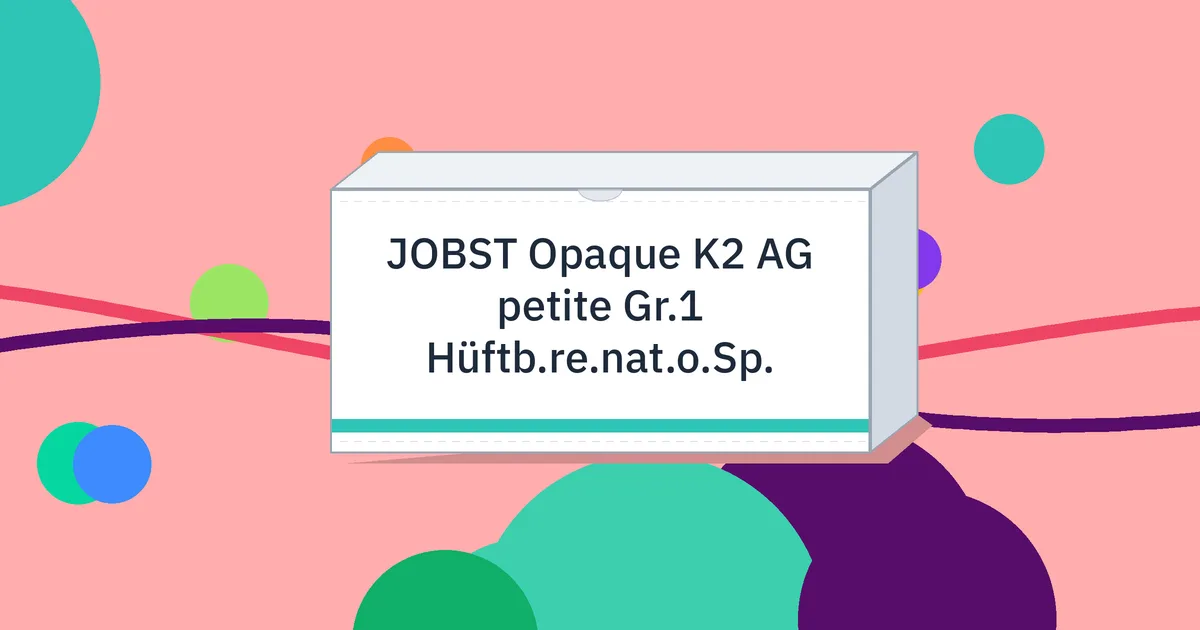 Symbolbild: Packung mit der Aufschrift JOBST Opaque K2 AG petite Gr.1 Hüftb.re.nat.o.Sp. (PZN 13115472) – Verfügbarkeit und Bezug in Apotheken in Frankfurt am Main