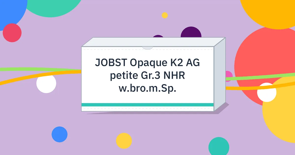 Symbolbild: Packung mit der Aufschrift JOBST Opaque K2 AG petite Gr.3 NHR w.bro.m.Sp. (PZN 13112410) – Verfügbarkeit und Bezug in Apotheken in Frankfurt am Main