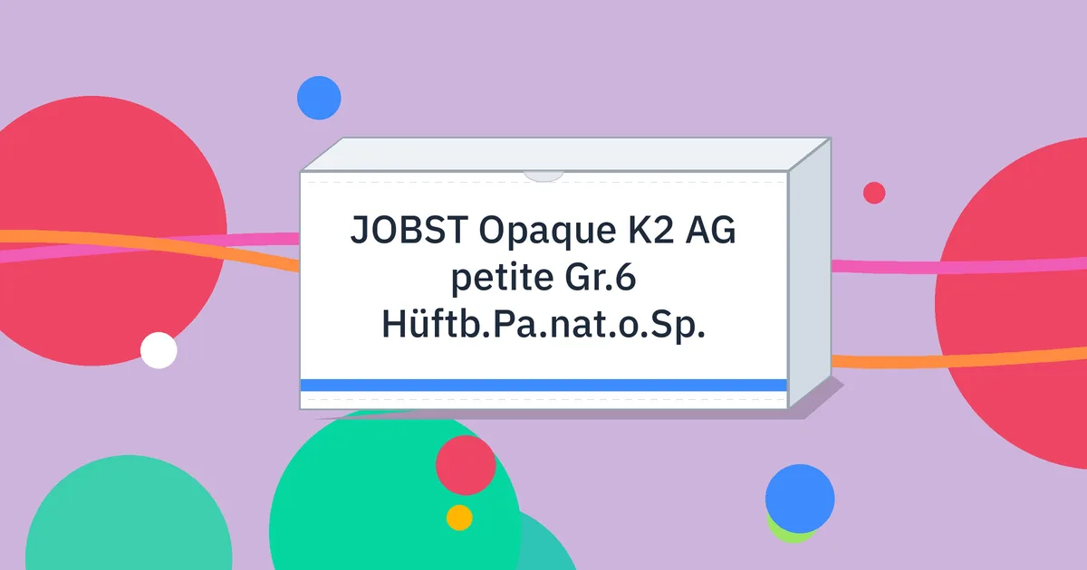 Symbolbild: Packung mit der Aufschrift JOBST Opaque K2 AG petite Gr.6 Hüftb.Pa.nat.o.Sp. (PZN 13114797) – Verfügbarkeit und Bezug in Apotheken in Frankfurt am Main