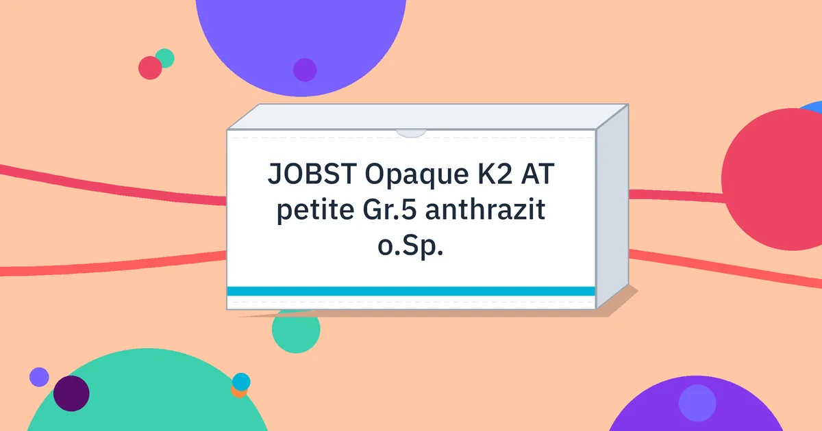 Symbolbild: Packung mit der Aufschrift JOBST Opaque K2 AT petite Gr.5 anthrazit o.Sp. (PZN 16291985) – Verfügbarkeit und Bezug in Apotheken in Frankfurt am Main