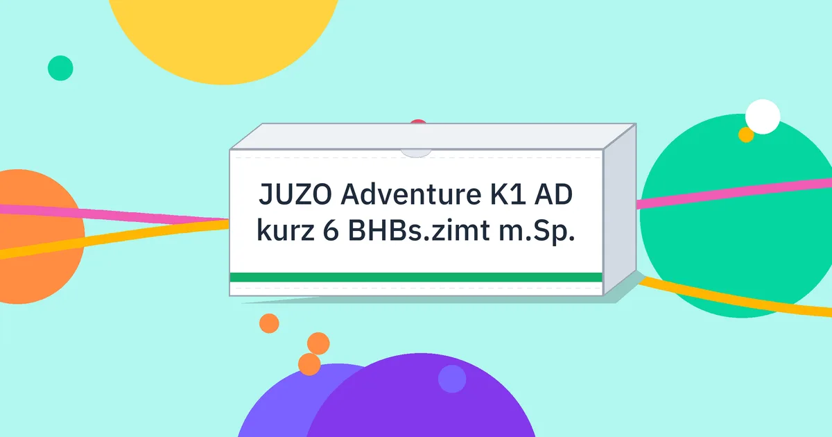 Symbolbild: Packung mit der Aufschrift JUZO Adventure K1 AD kurz 6 BHBs.zimt m.Sp. (PZN 16493430) – Verfügbarkeit und Bezug in Apotheken in Frankfurt am Main
