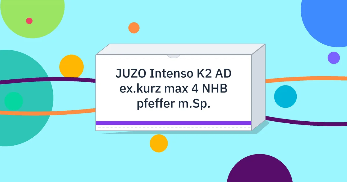 Symbolbild: Packung mit der Aufschrift JUZO Intenso K2 AD ex.kurz max 4 NHB pfeffer m.Sp. (PZN 18610213) – Verfügbarkeit und Bezug in Apotheken in Frankfurt am Main