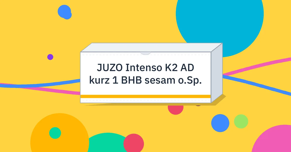 Symbolbild: Packung mit der Aufschrift JUZO Intenso K2 AD kurz 1 BHB sesam o.Sp. (PZN 18624994) – Verfügbarkeit und Bezug in Apotheken in Frankfurt am Main
