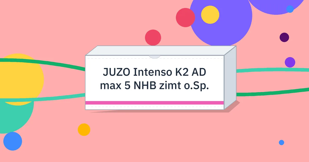Symbolbild: Packung mit der Aufschrift JUZO Intenso K2 AD max 5 NHB zimt o.Sp. (PZN 18623204) – Verfügbarkeit und Bezug in Apotheken in Frankfurt am Main