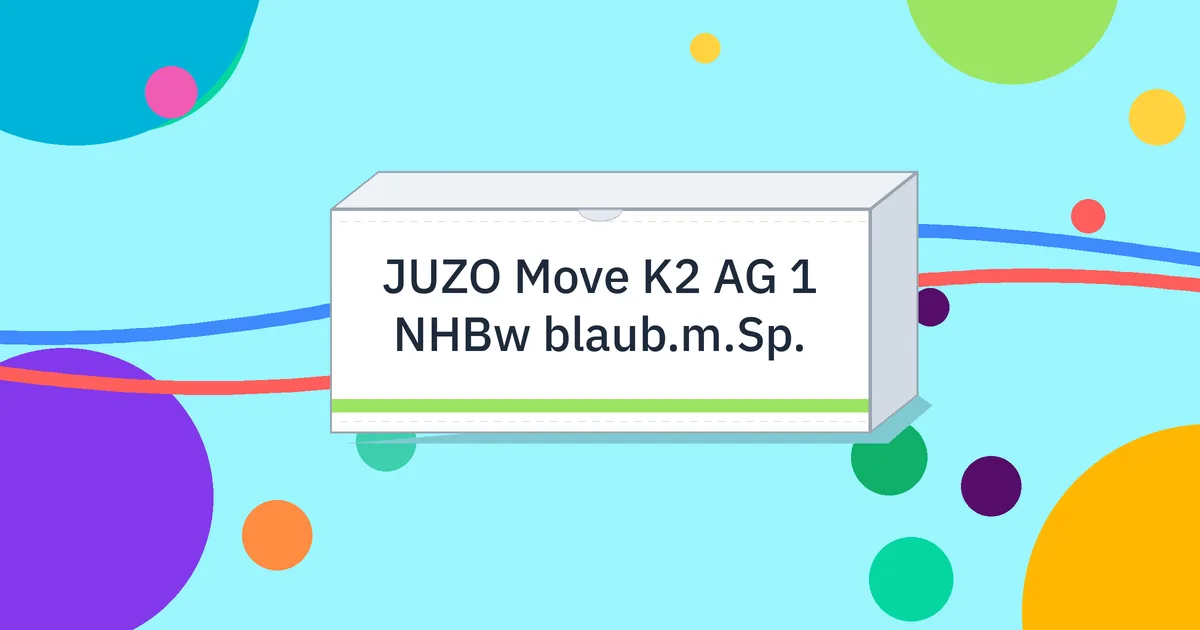 Symbolbild: Packung mit der Aufschrift JUZO Move K2 AG 1 NHBw blaub.m.Sp. (PZN 18554644) – Verfügbarkeit und Bezug in Apotheken in Frankfurt am Main