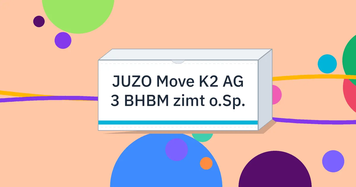 Symbolbild: Packung mit der Aufschrift JUZO Move K2 AG 3 BHBM zimt o.Sp. (PZN 18526607) – Verfügbarkeit und Bezug in Apotheken in Frankfurt am Main