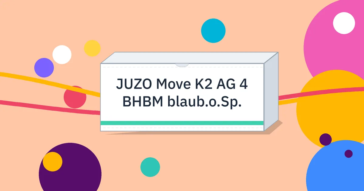 Symbolbild: Packung mit der Aufschrift JUZO Move K2 AG 4 BHBM blaub.o.Sp. (PZN 18558205) – Verfügbarkeit und Bezug in Apotheken in Frankfurt am Main