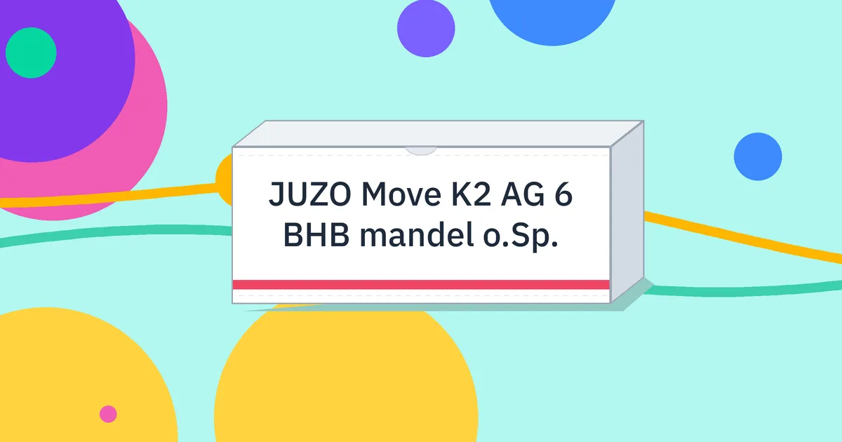 Symbolbild: Packung mit der Aufschrift JUZO Move K2 AG 6 BHB mandel o.Sp. (PZN 16639589) – Verfügbarkeit und Bezug in Apotheken in Frankfurt am Main