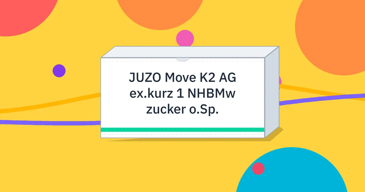 Symbolbild: Packung mit der Aufschrift JUZO Move K2 AG ex.kurz 1 NHBMw zucker o.Sp. (PZN 18533317) – Verfügbarkeit und Bezug in Apotheken in Frankfurt am Main