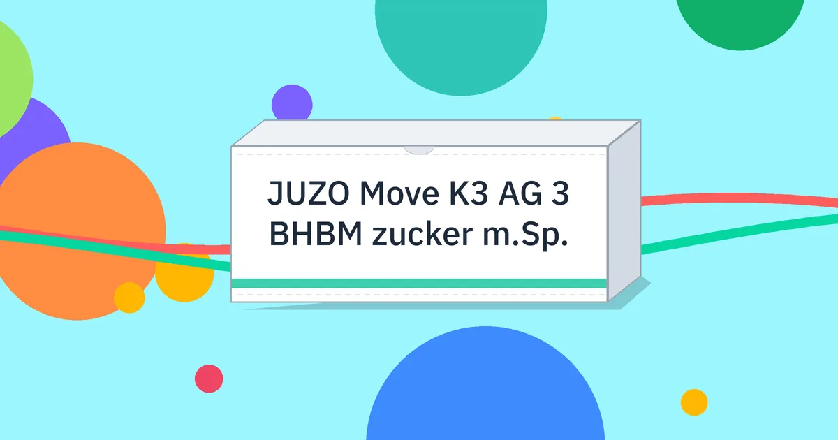 Symbolbild: Packung mit der Aufschrift JUZO Move K3 AG 3 BHBM zucker m.Sp. (PZN 18575994) – Verfügbarkeit und Bezug in Apotheken in Frankfurt am Main